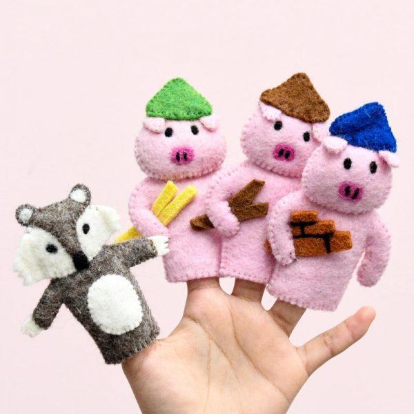 Finger Puppet Set - The Three Little Pigs - Below The Willow Tree